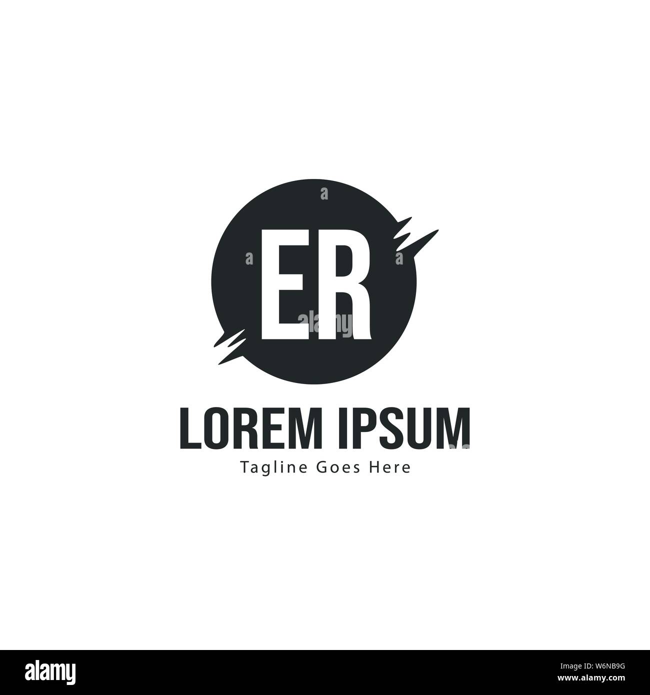 Initial ER logo template with modern frame. Minimalist ER letter logo ...