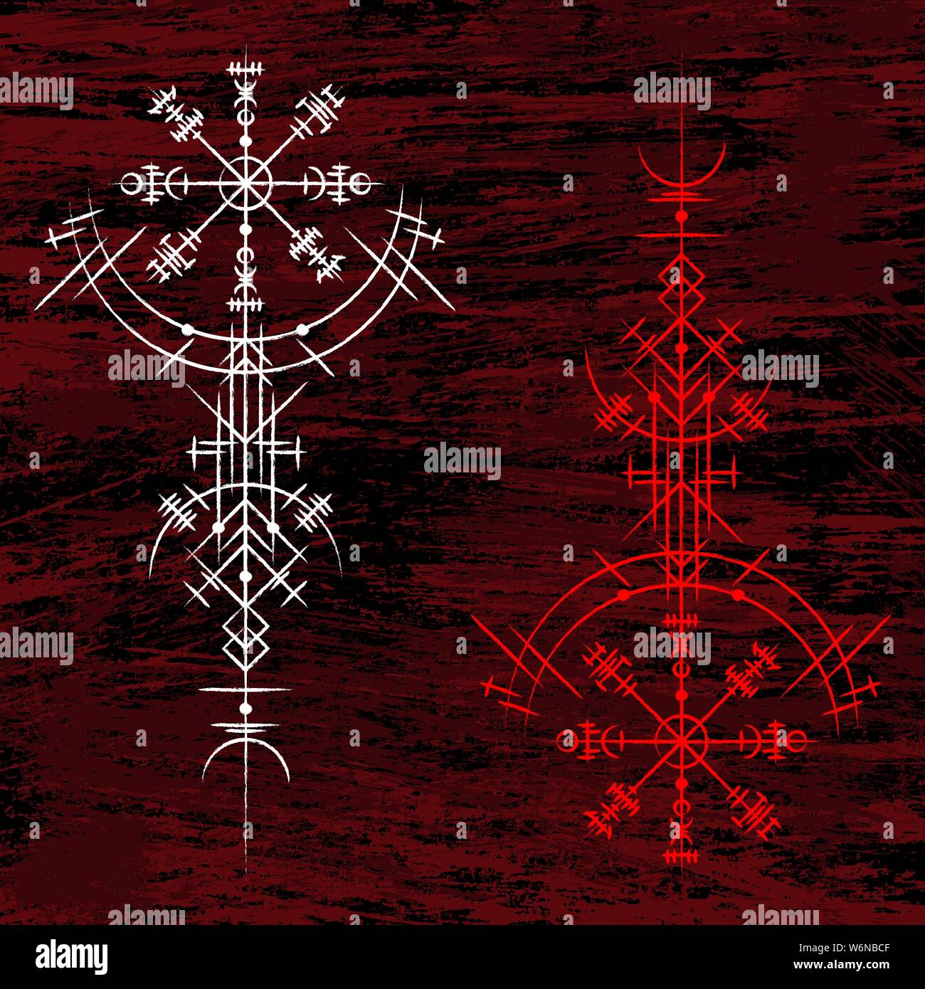 Old scandinavian runic grunge circle symbol isolated on dark background ...