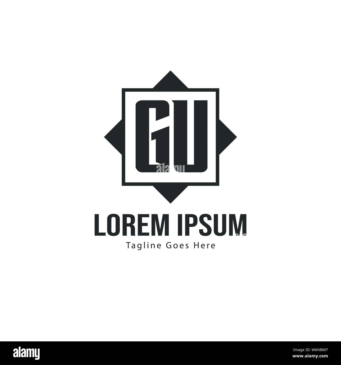 Initial GU logo template with modern frame. Minimalist GU letter logo ...