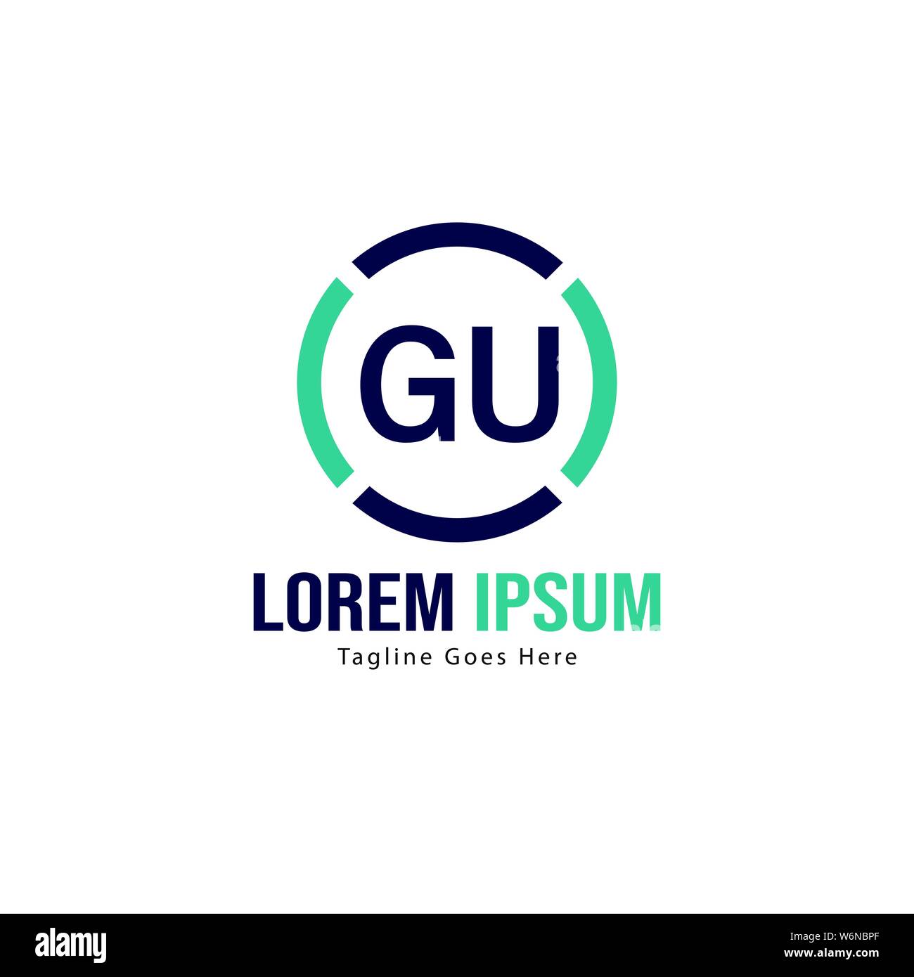 Initial GU logo template with modern frame. Minimalist GU letter logo ...