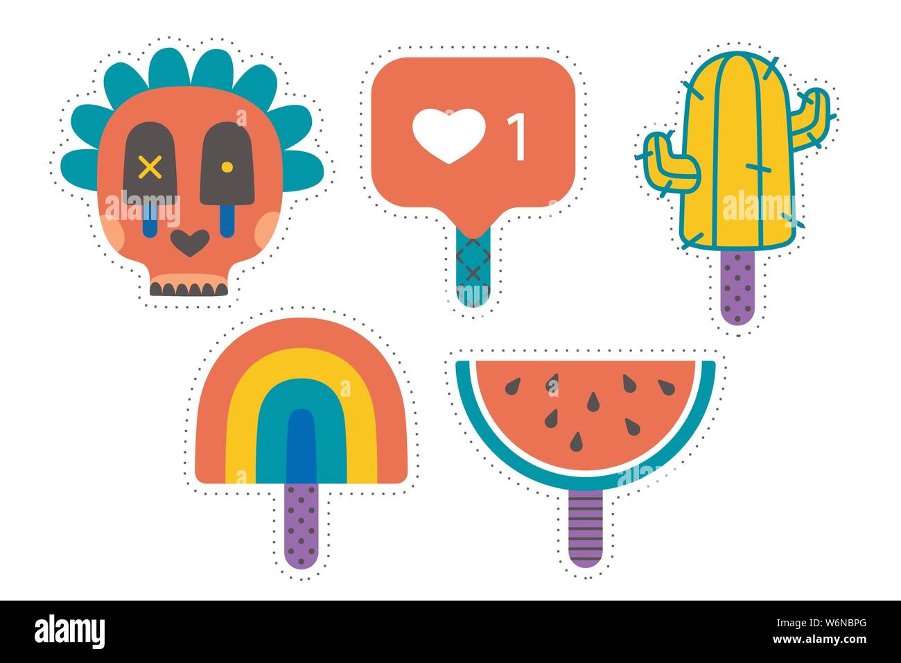 Ice Cream Stickers. Colorful fun stickers for ice cream Stock Vector ...