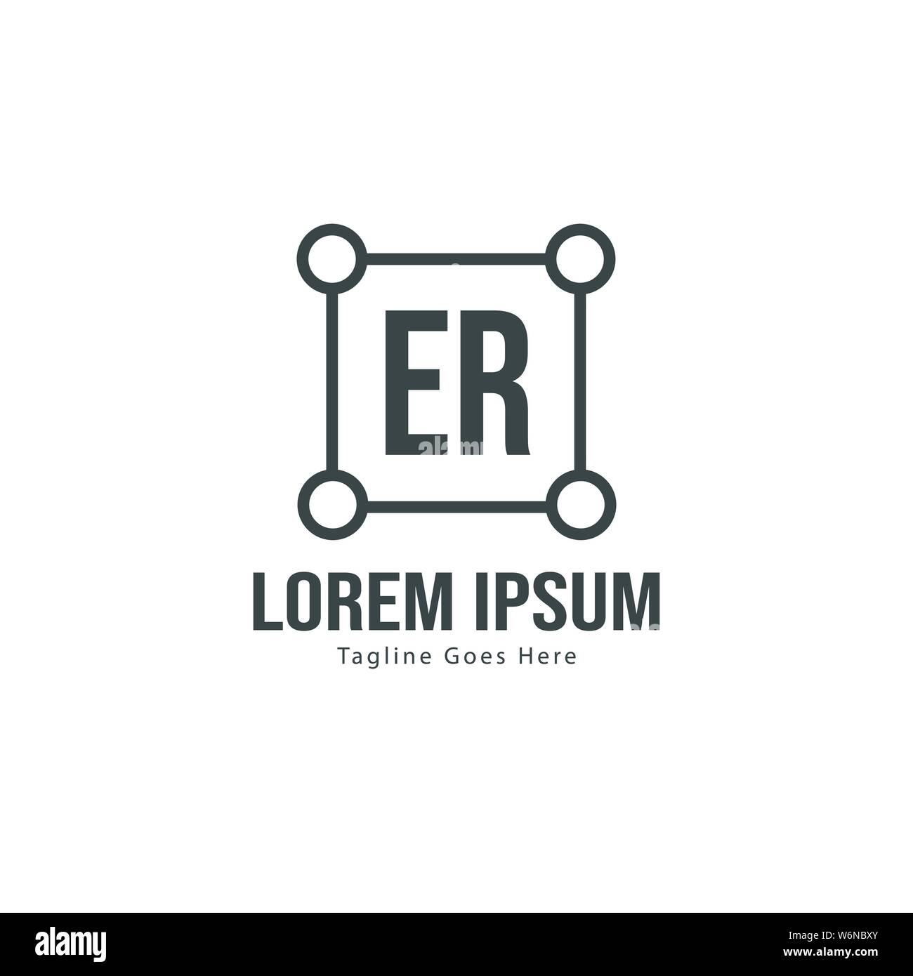 Initial ER logo template with modern frame. Minimalist ER letter logo ...