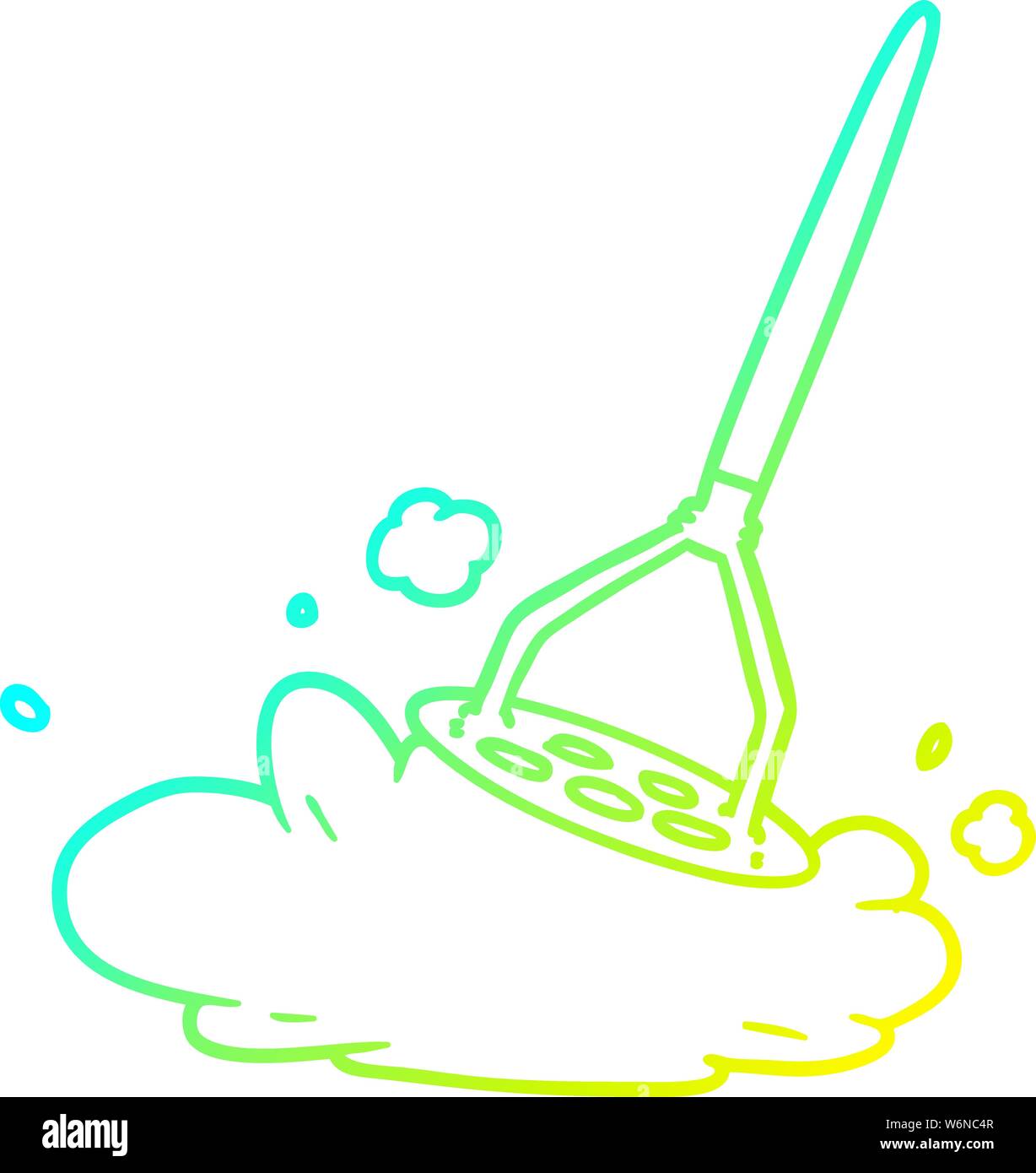 cold gradient line drawing of a cartoon potato masher Stock Vector ...
