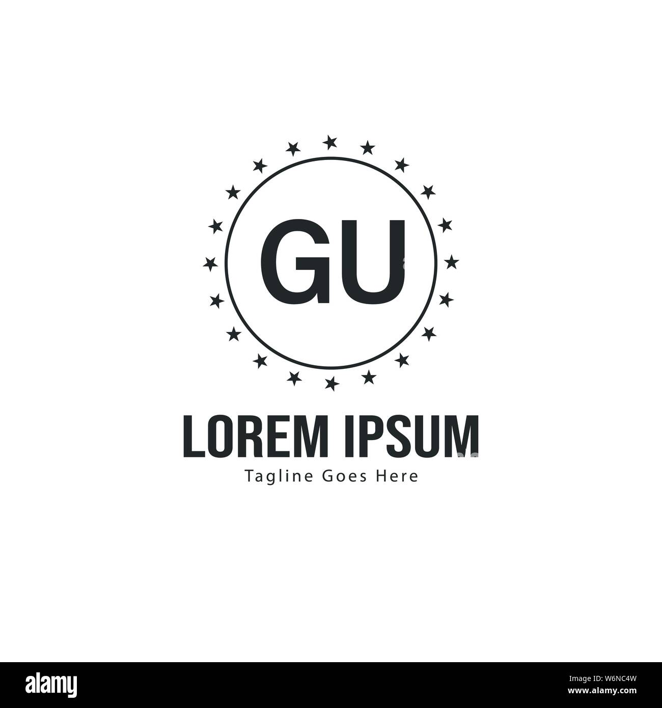 Initial GU logo template with modern frame. Minimalist GU letter logo ...