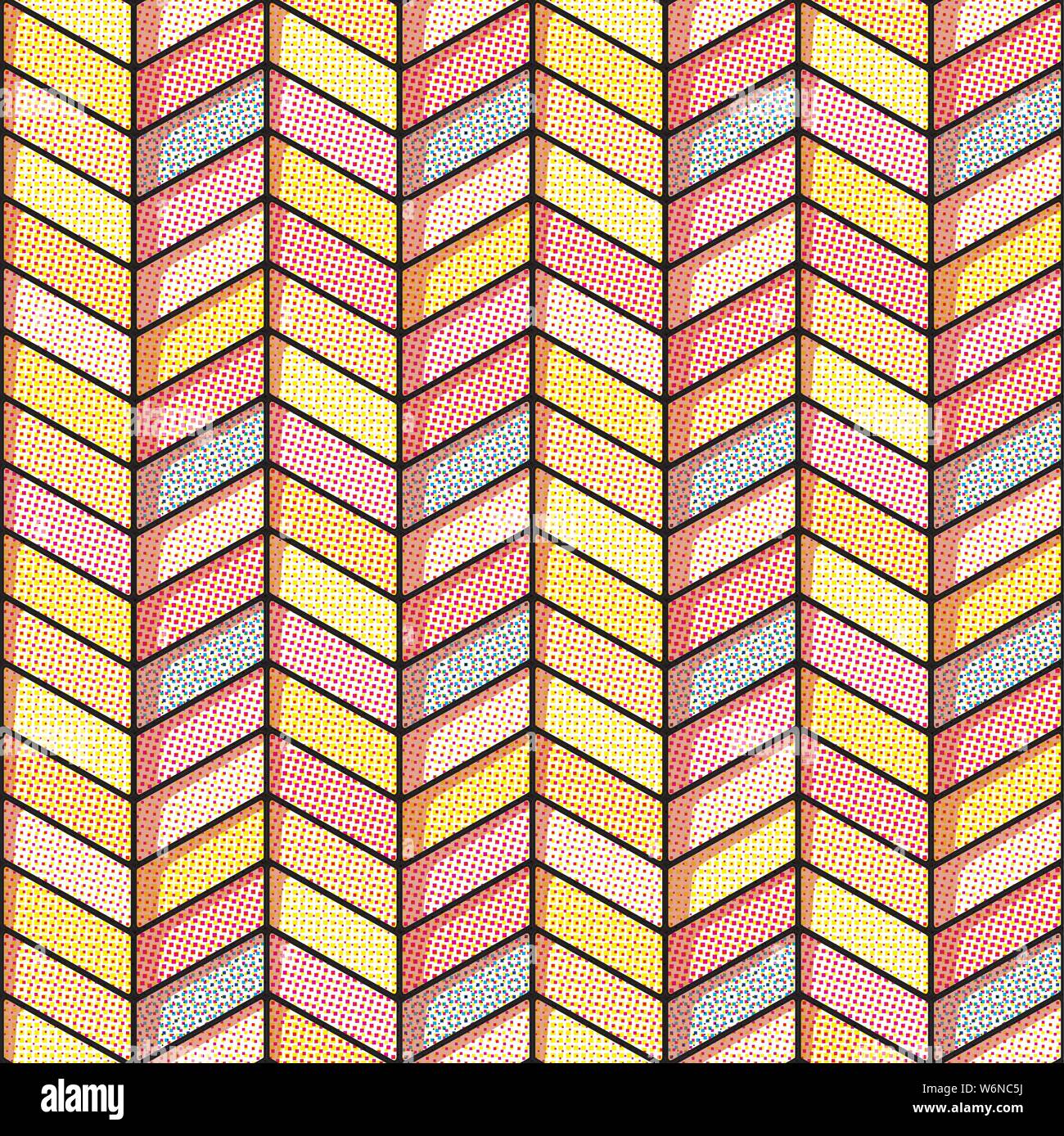 Herringbone halftone seamless background in warm tones. Soft cornered ...