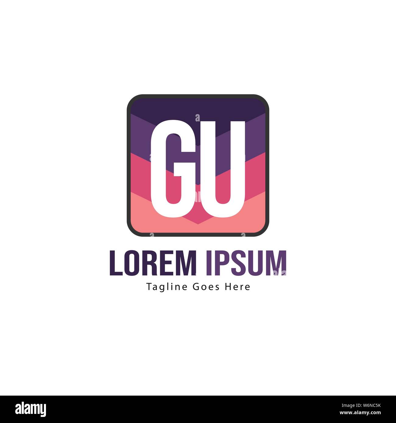 Initial GU logo template with modern frame. Minimalist GU letter logo ...