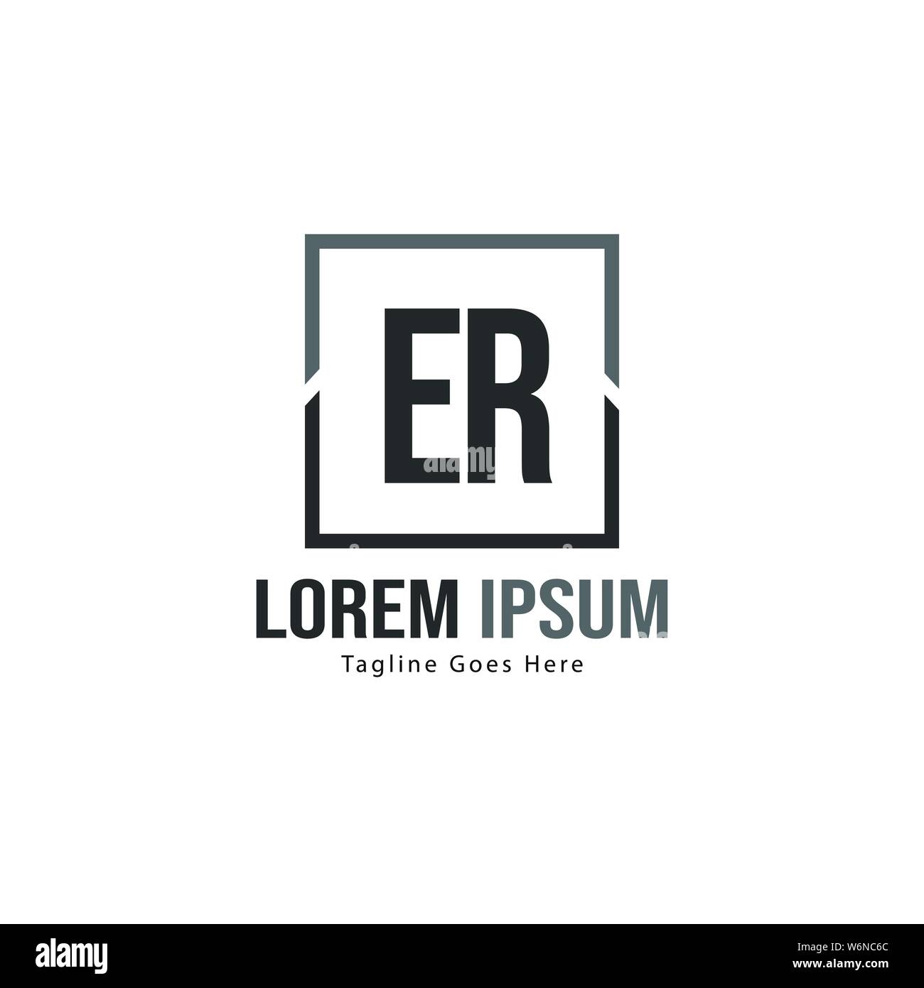 Initial ER logo template with modern frame. Minimalist ER letter logo ...