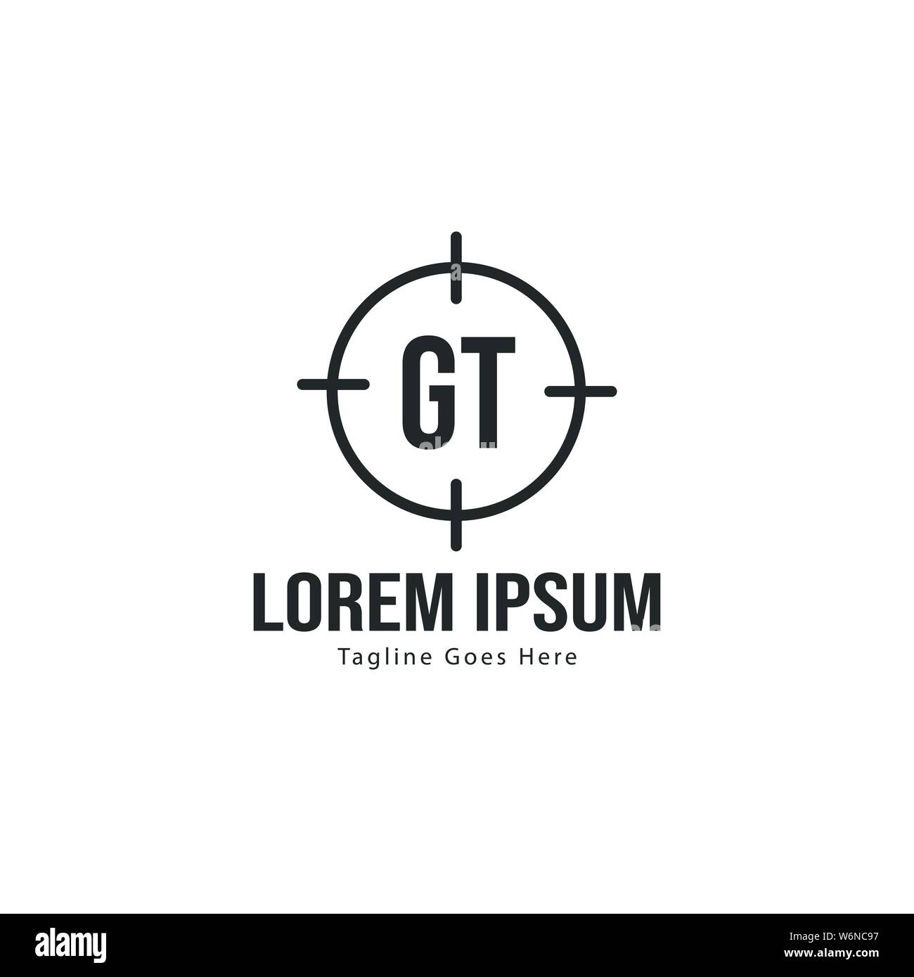 Initial GT logo template with modern frame. Minimalist GT letter logo ...