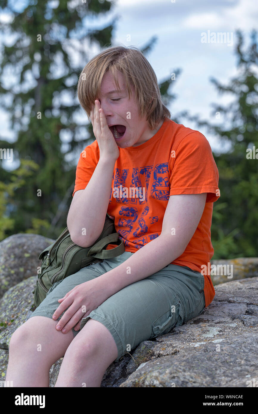Tired boy hi-res stock photography and images - Alamy