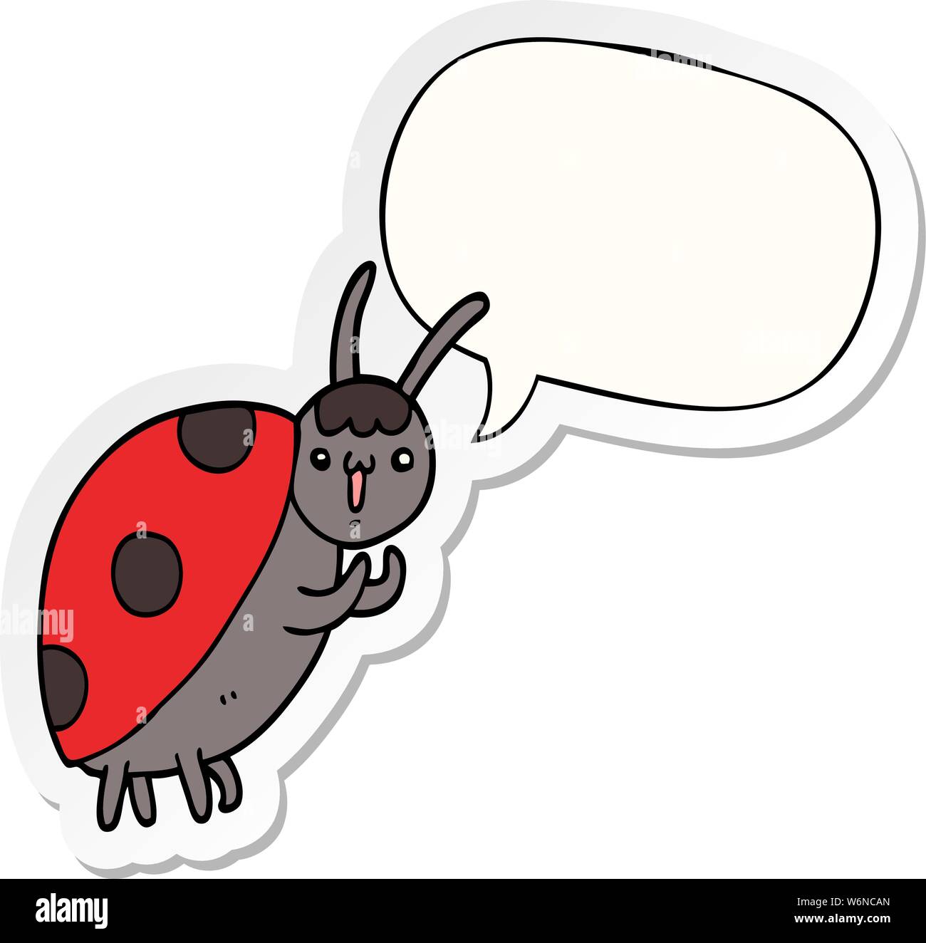 cute cartoon ladybug with speech bubble sticker Stock Vector Image ...