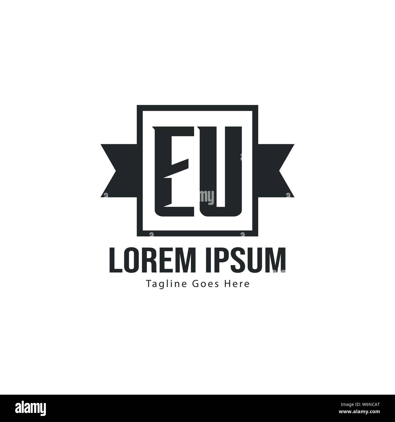 Initial EU logo template with modern frame. Minimalist EU letter logo ...
