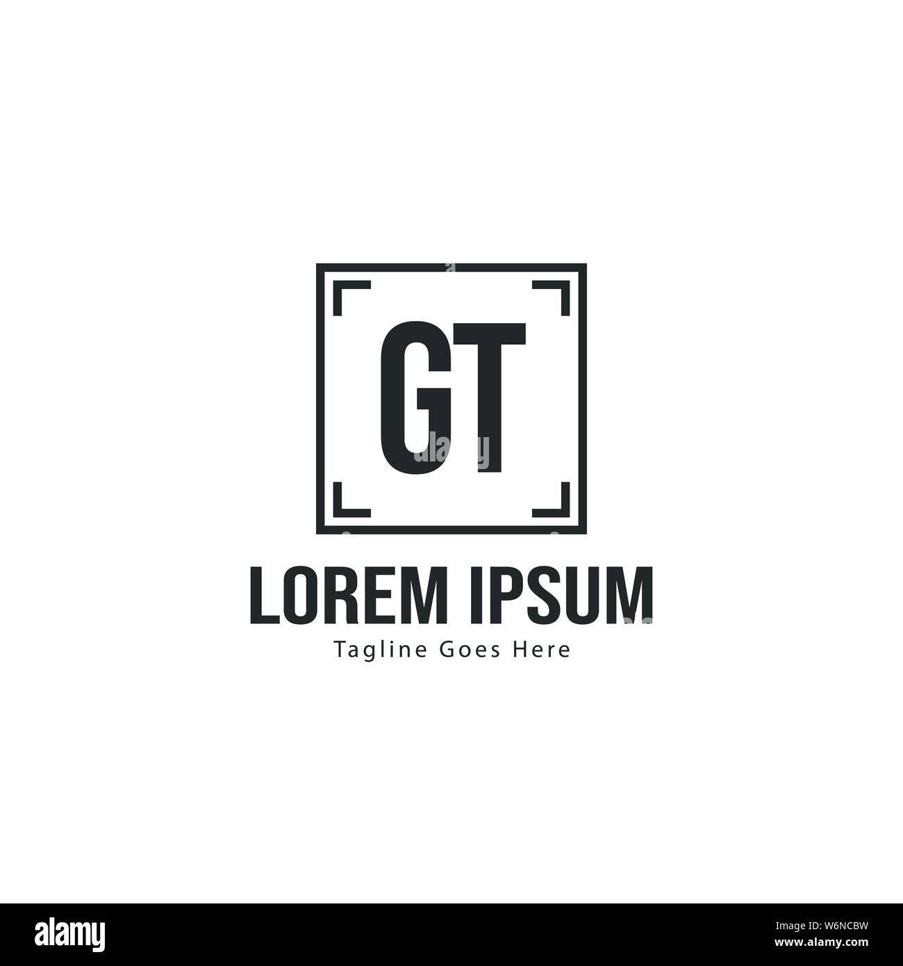 Initial GT logo template with modern frame. Minimalist GT letter logo ...