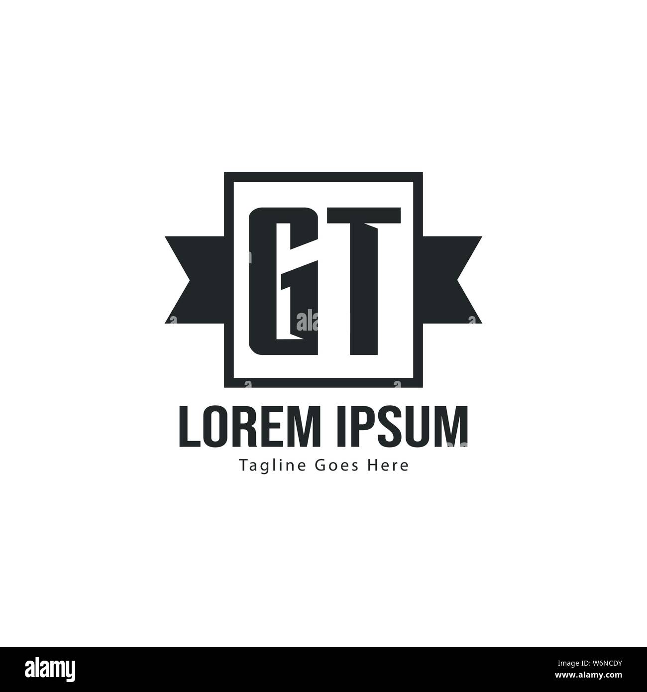 Initial GT logo template with modern frame. Minimalist GT letter logo ...