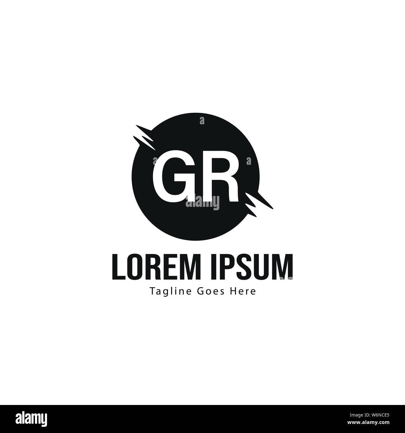 Initial GR logo template with modern frame. Minimalist GR letter logo ...