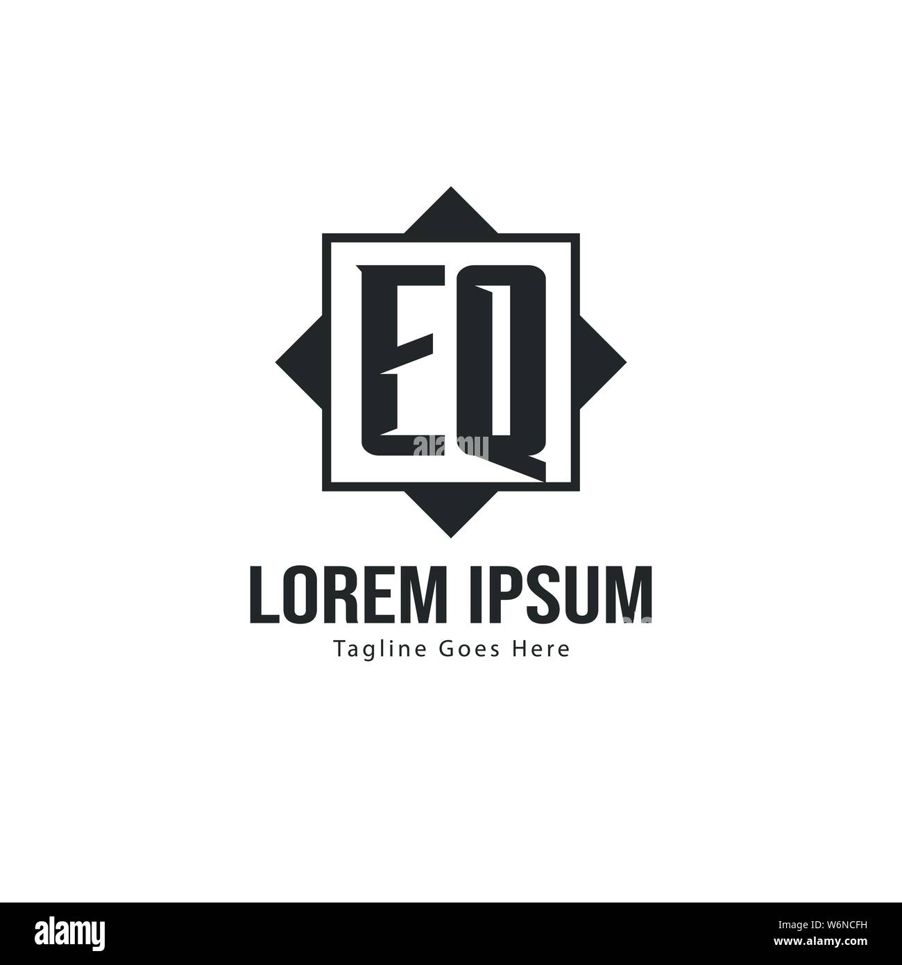 Initial EQ logo template with modern frame. Minimalist EQ letter logo ...
