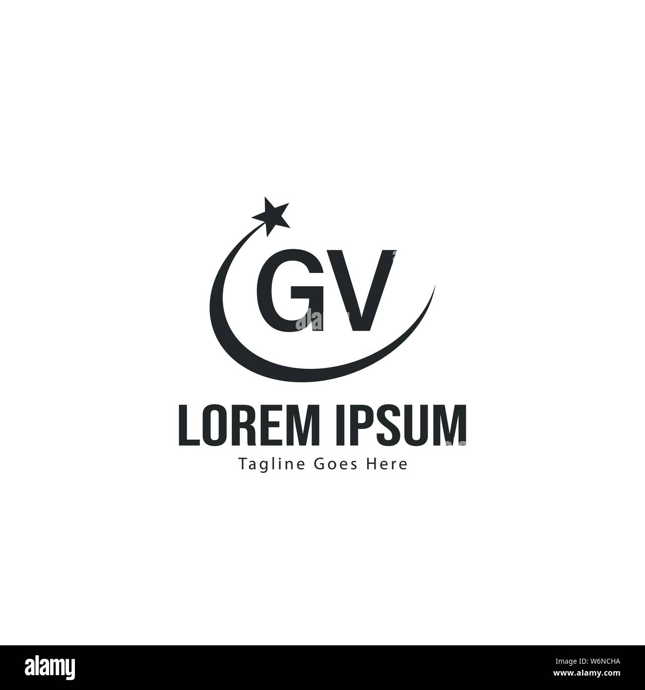 Initial GV logo template with modern frame. Minimalist GV letter logo ...