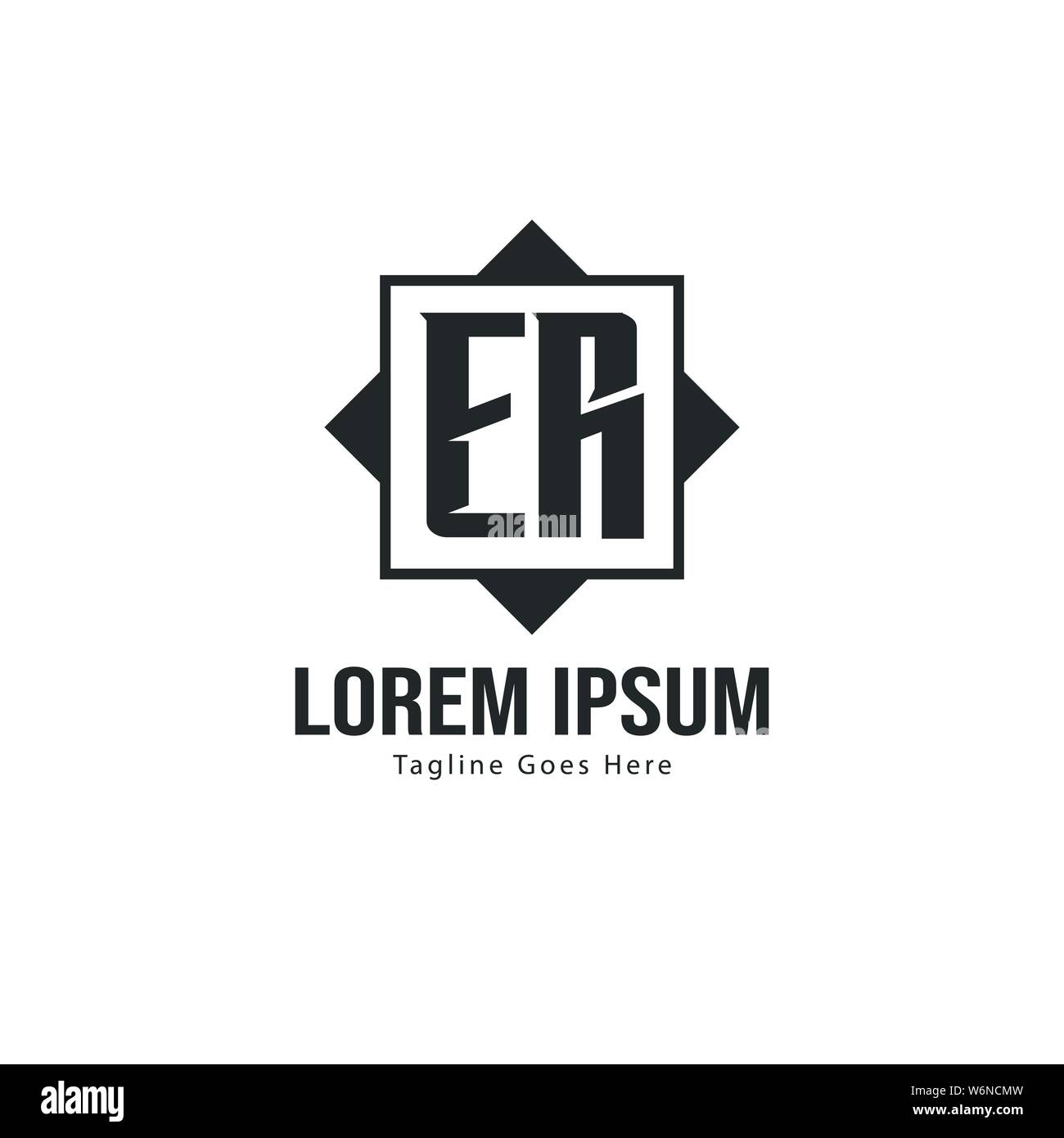 Initial ER logo template with modern frame. Minimalist ER letter logo ...