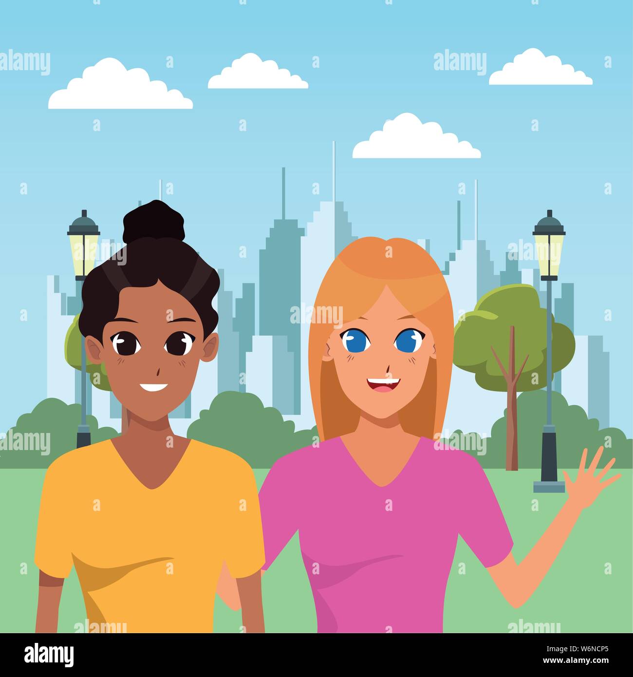 Two Friends Talking Cartoon