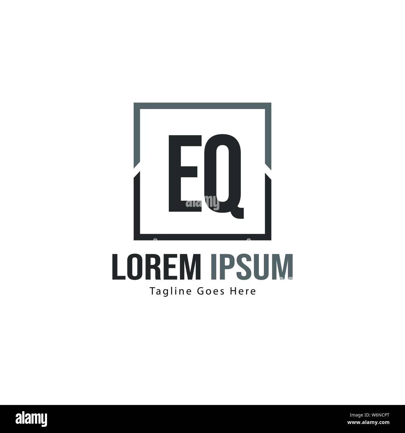 Initial EQ logo template with modern frame. Minimalist EQ letter logo ...