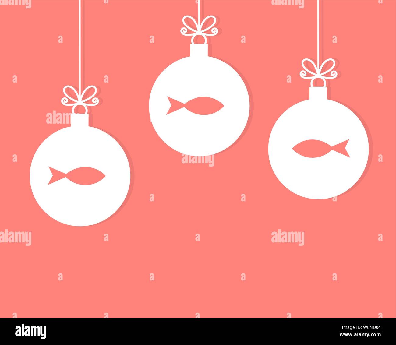 Christmas hanging baubles with fish ornament. Vector illustration Stock ...