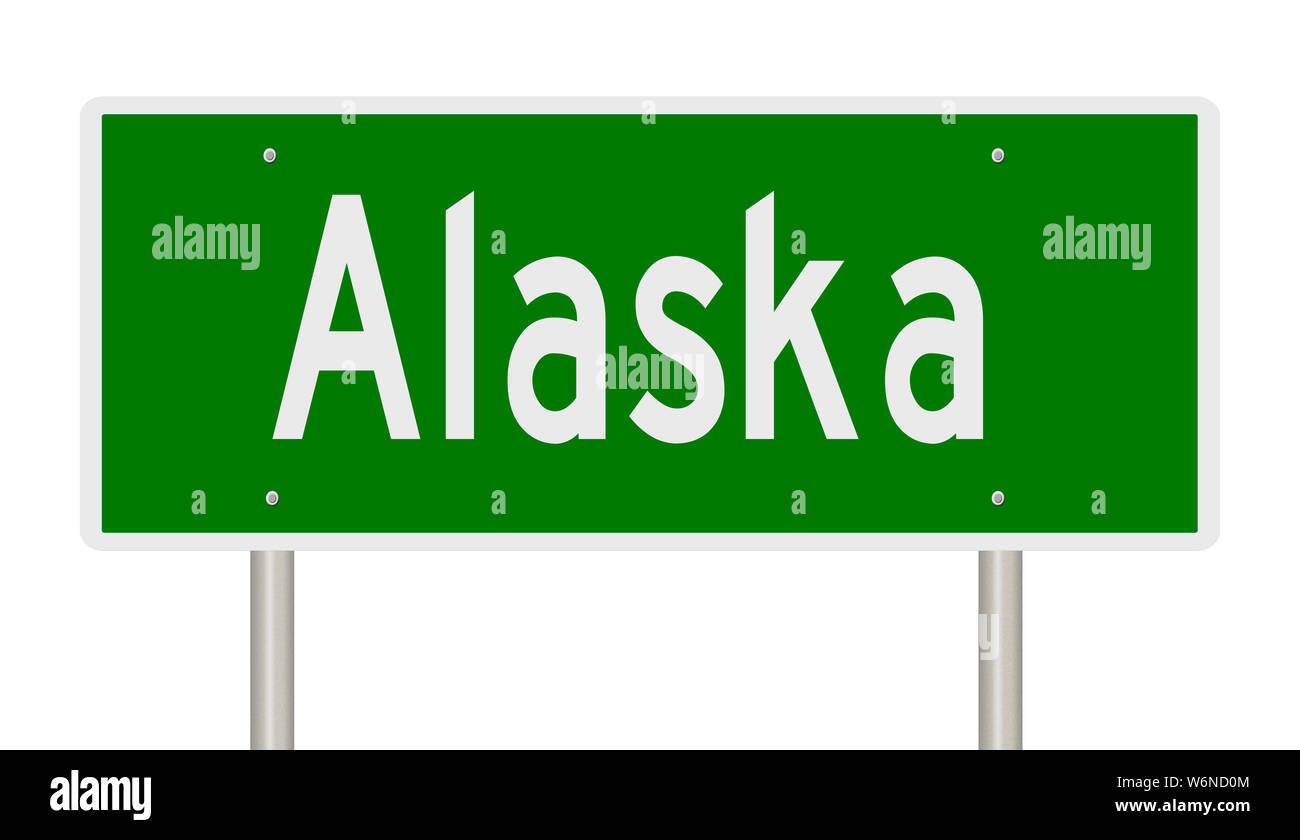 Rendering of a green highway sign for Alaska Stock Photo - Alamy