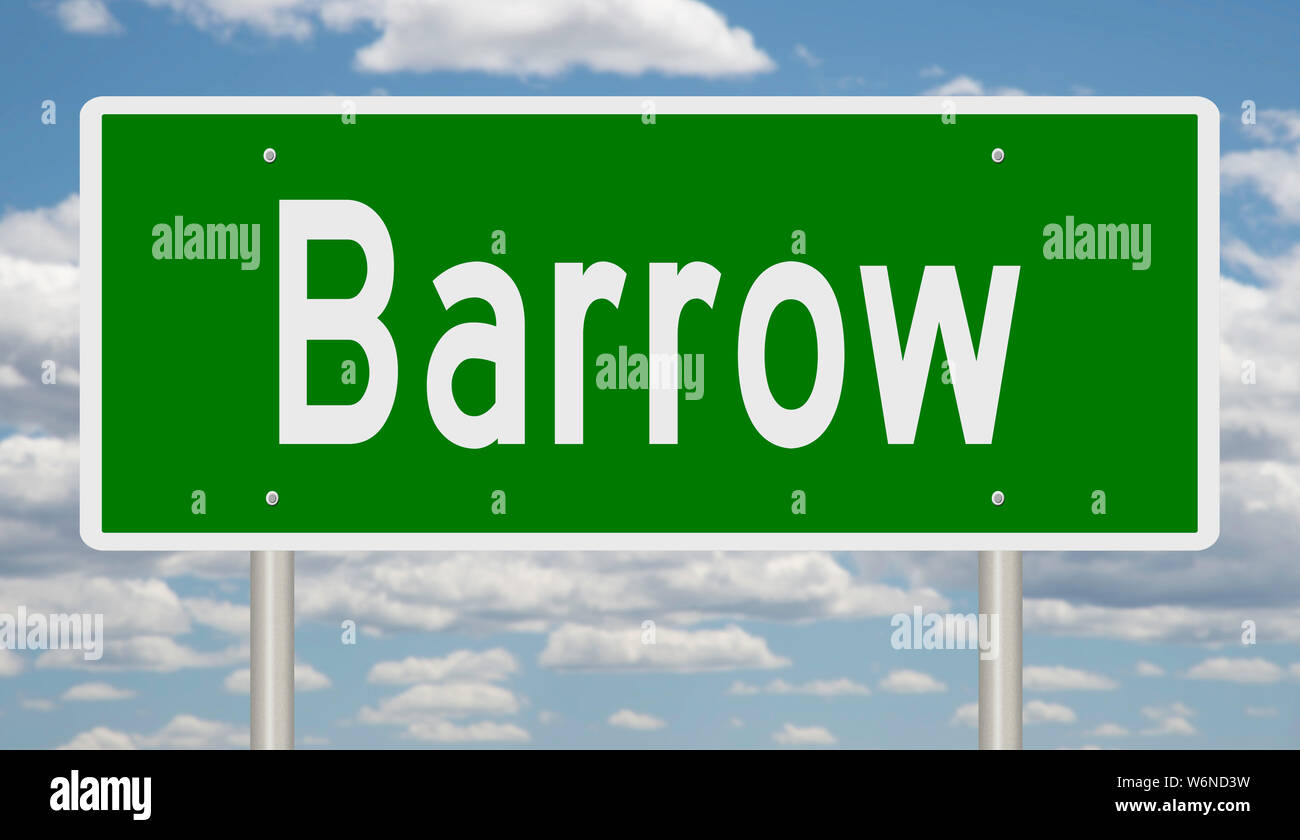 Rendering of a green highway sign for Barrow Alaska Stock Photo - Alamy