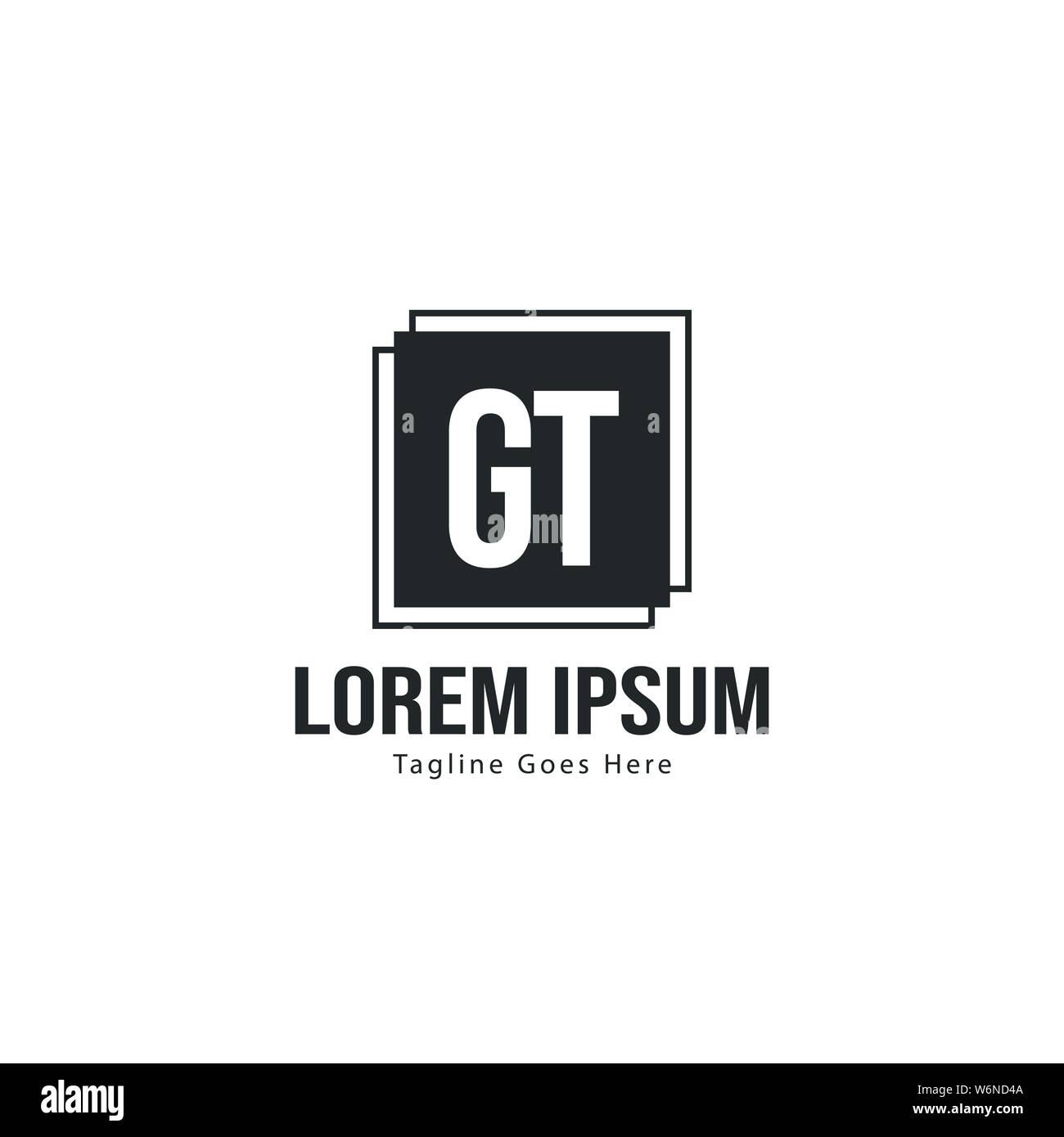 Initial GT logo template with modern frame. Minimalist GT letter logo ...