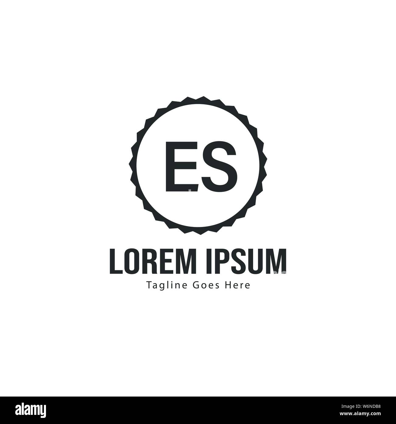 Initial ES logo template with modern frame. Minimalist ES letter logo ...