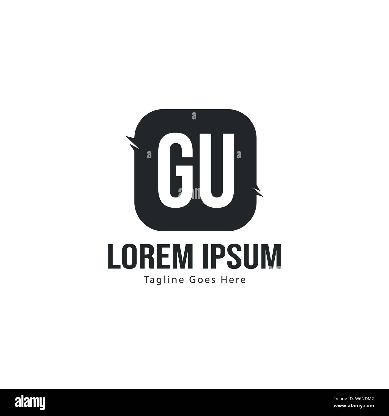 Initial GU logo template with modern frame. Minimalist GU letter logo ...