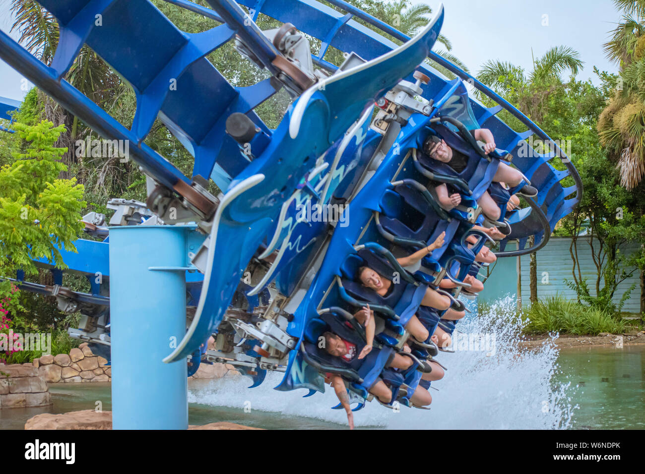 Orlando, Florida. July 25, 2019. People having fun amazing Manta Ray ...