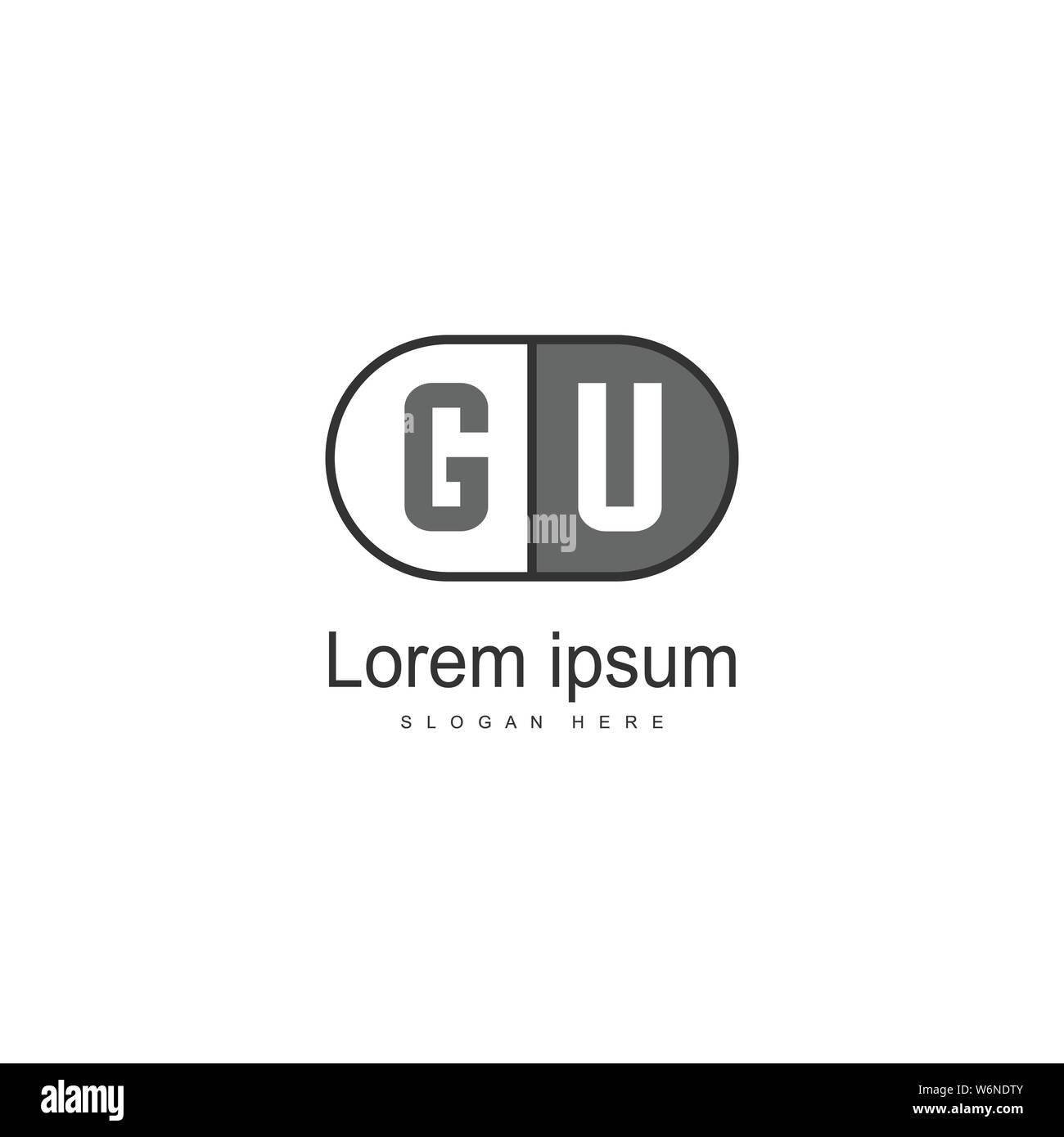 Initial GU logo template with modern frame. Minimalist GU letter logo ...