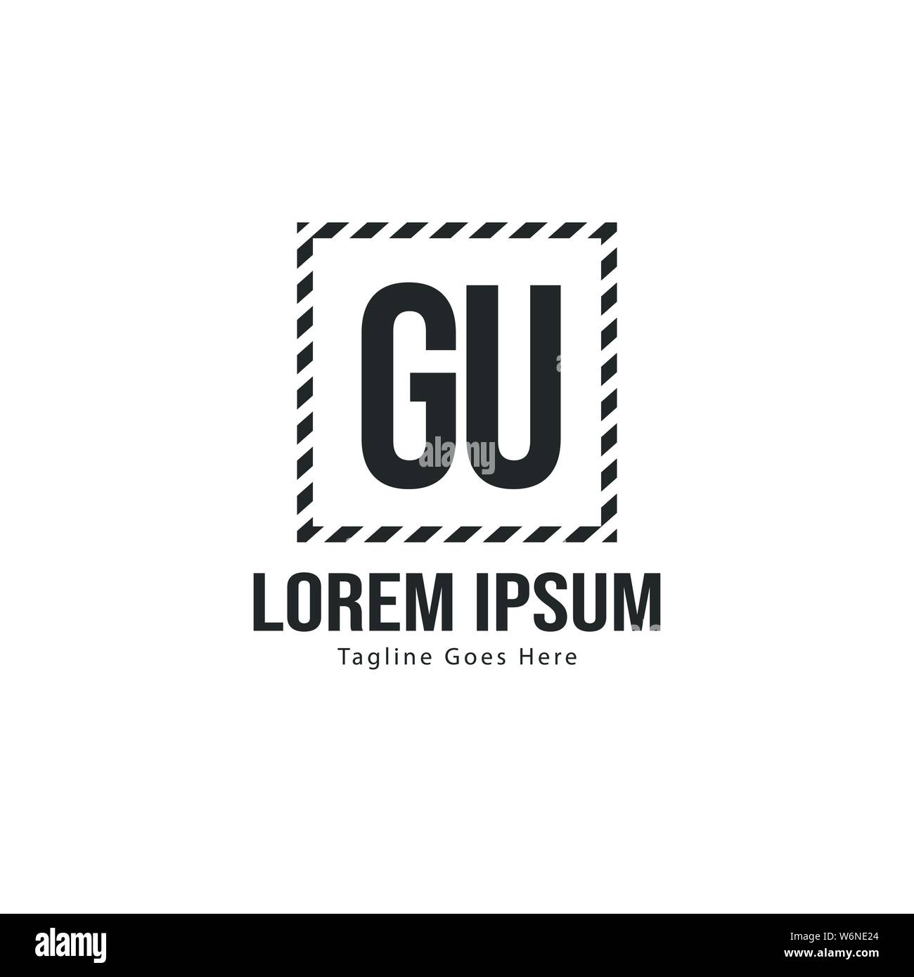 Initial GU logo template with modern frame. Minimalist GU letter logo ...