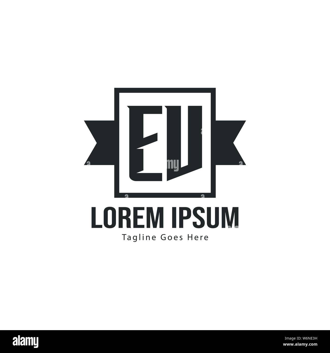 Initial EV logo template with modern frame. Minimalist EV letter logo ...