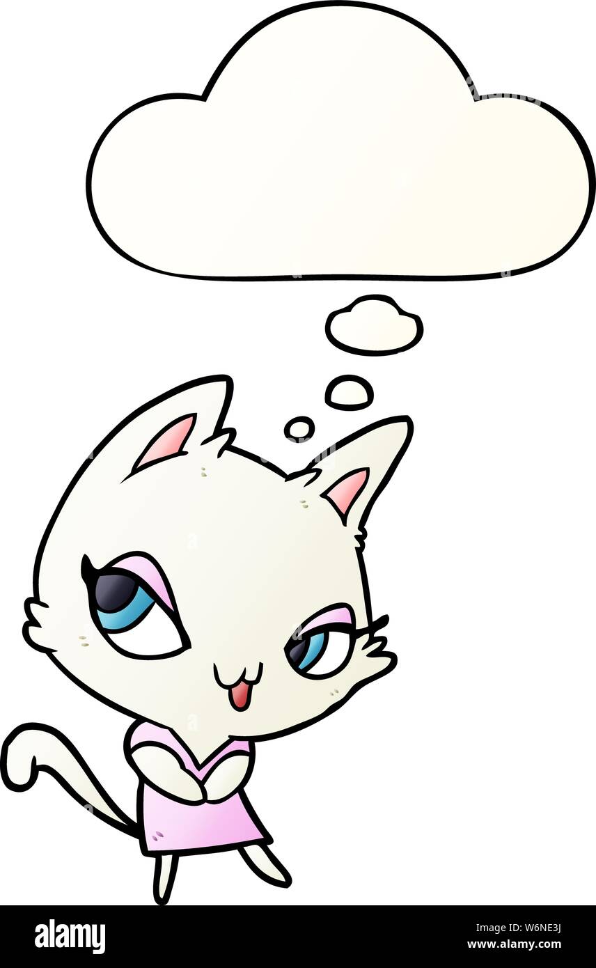 Cat girl thinking cartoon hi-res stock photography and images - Alamy