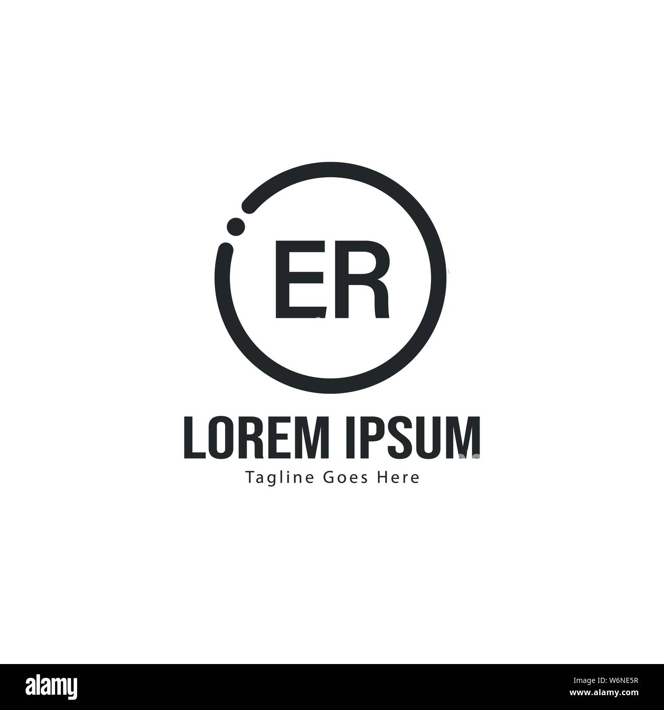Initial ER logo template with modern frame. Minimalist ER letter logo ...