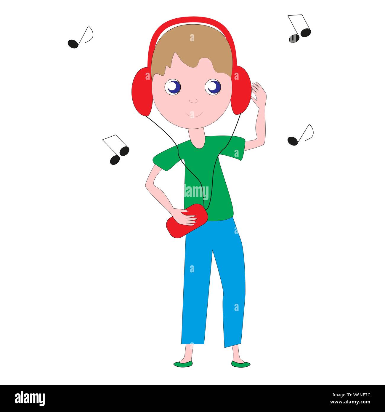 Cartoon Boy Listening To Music