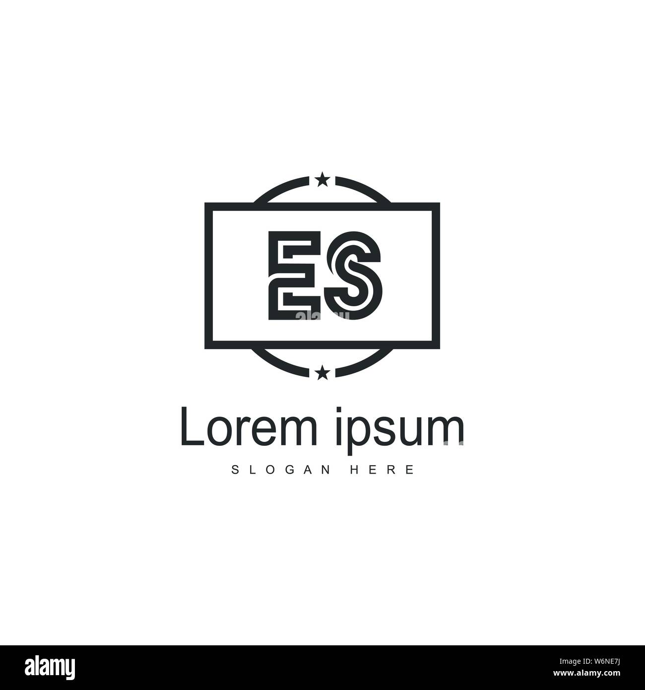 Initial ES logo template with modern frame. Minimalist ES letter logo ...