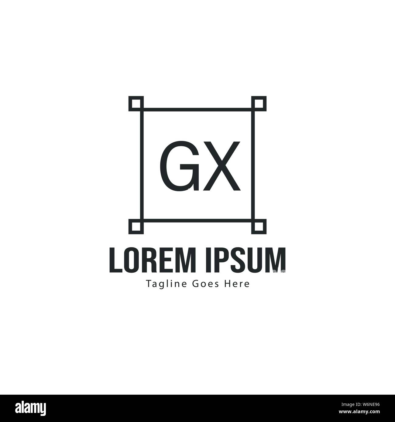 Initial GX logo template with modern frame. Minimalist GX letter logo ...