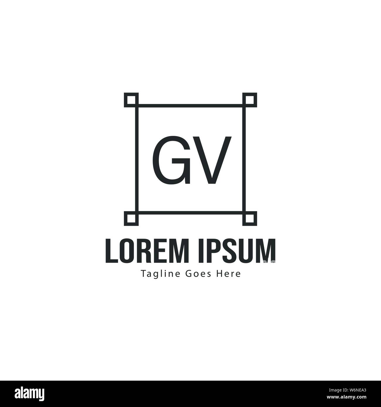 Initial GV logo template with modern frame. Minimalist GV letter logo ...