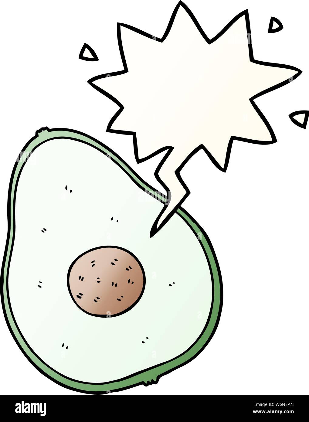 cartoon avocado with speech bubble in smooth gradient style Stock ...