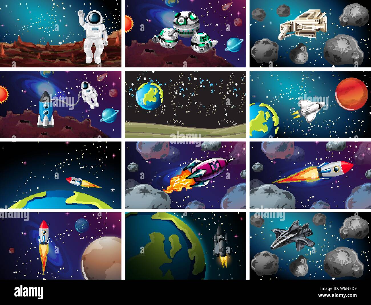 Large set of space scene illustration Stock Vector Image & Art - Alamy