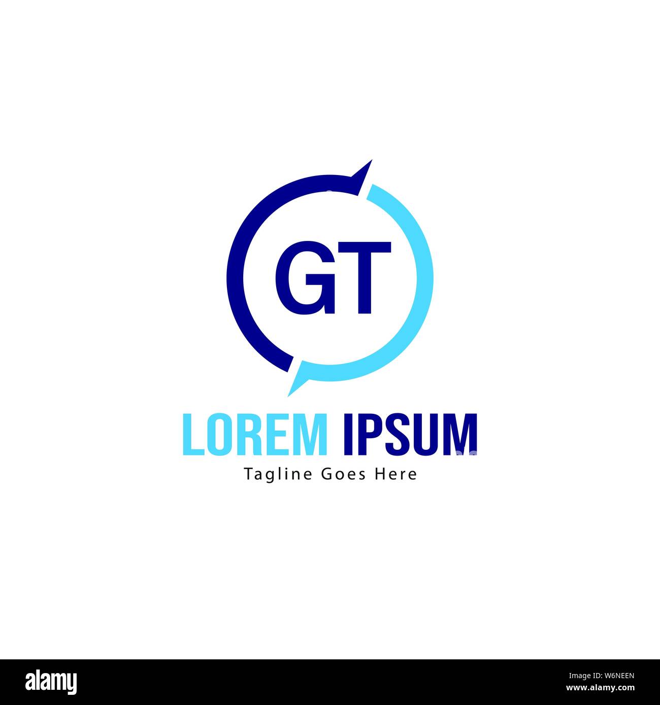 Initial GT logo template with modern frame. Minimalist GT letter logo ...