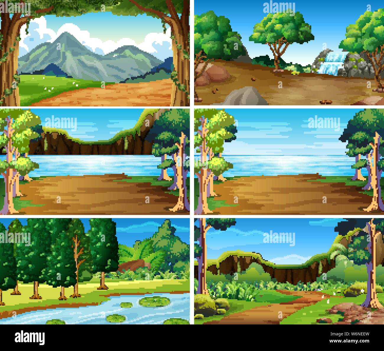 Empty, blank landscape nature scenes illustration Stock Vector Image ...