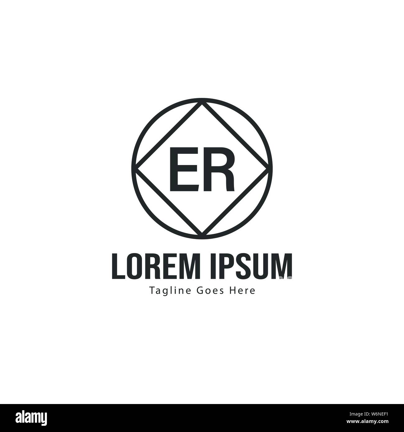 Initial ER logo template with modern frame. Minimalist ER letter logo ...