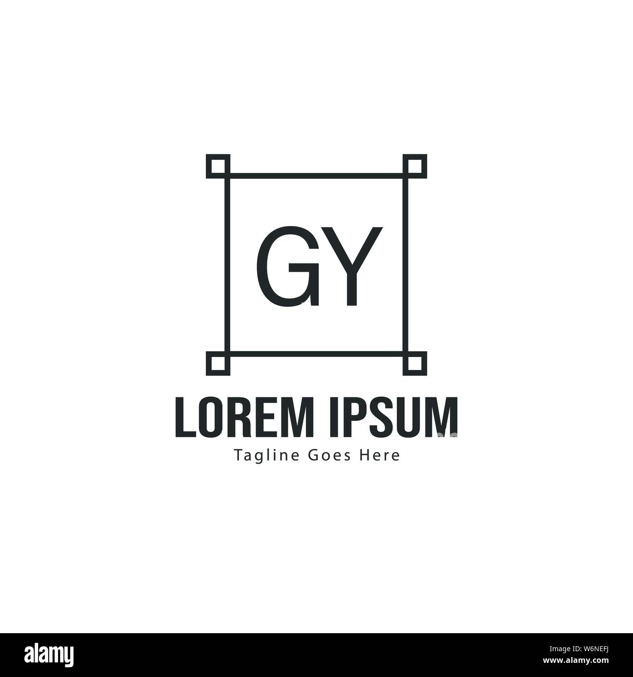 Initial GY logo template with modern frame. Minimalist GY letter logo ...
