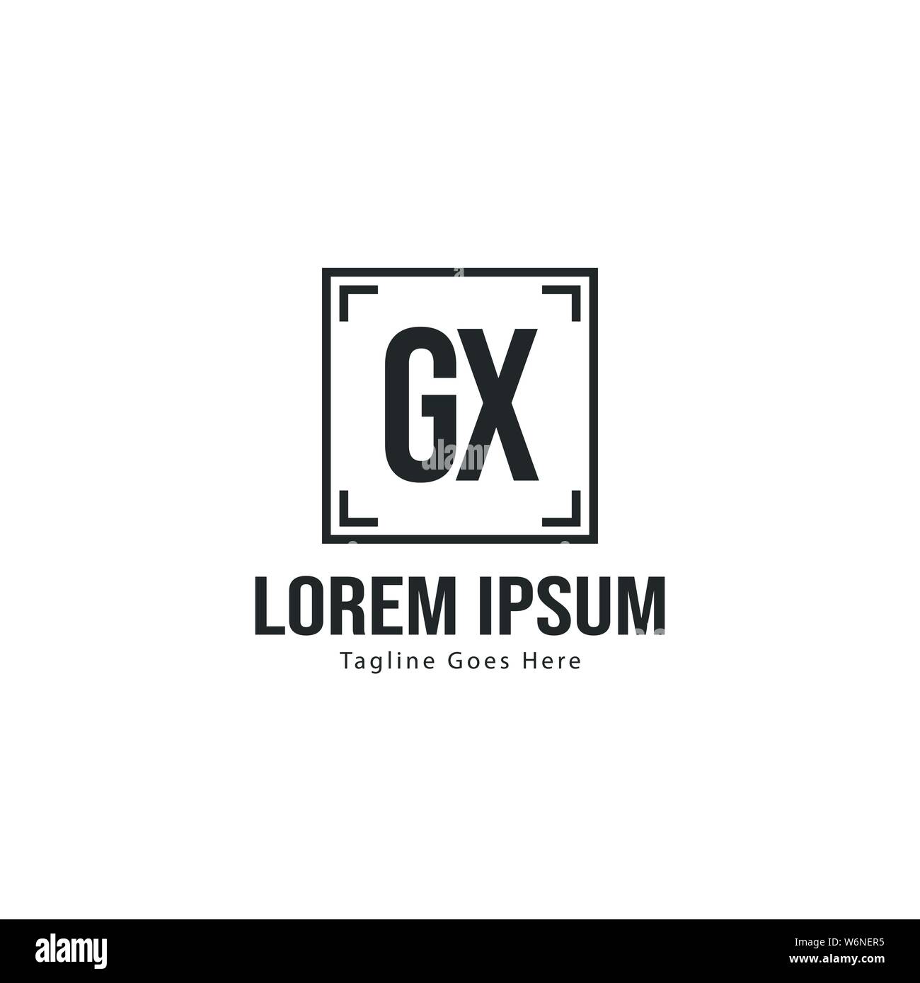 Initial GX logo template with modern frame. Minimalist GX letter logo ...