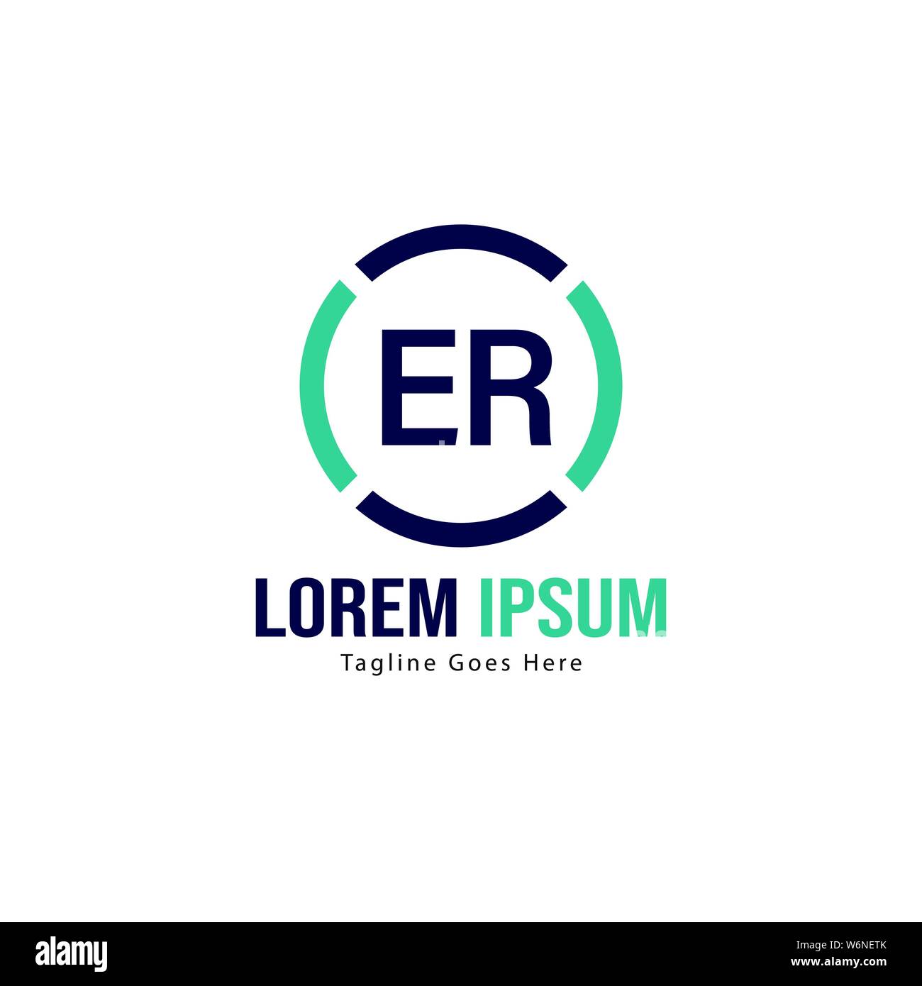 Initial ER logo template with modern frame. Minimalist ER letter logo ...