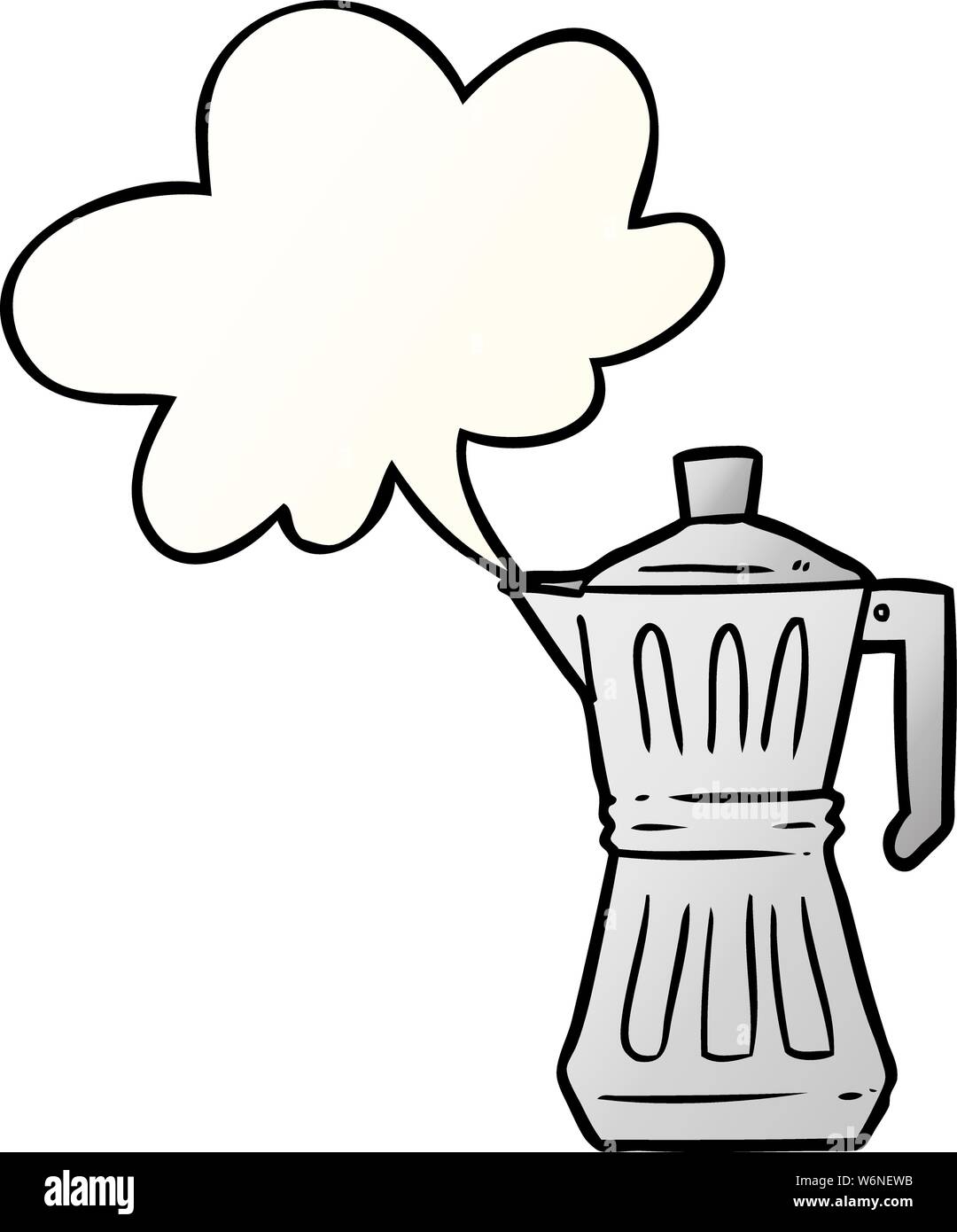 cartoon espresso maker with speech bubble in smooth gradient style ...