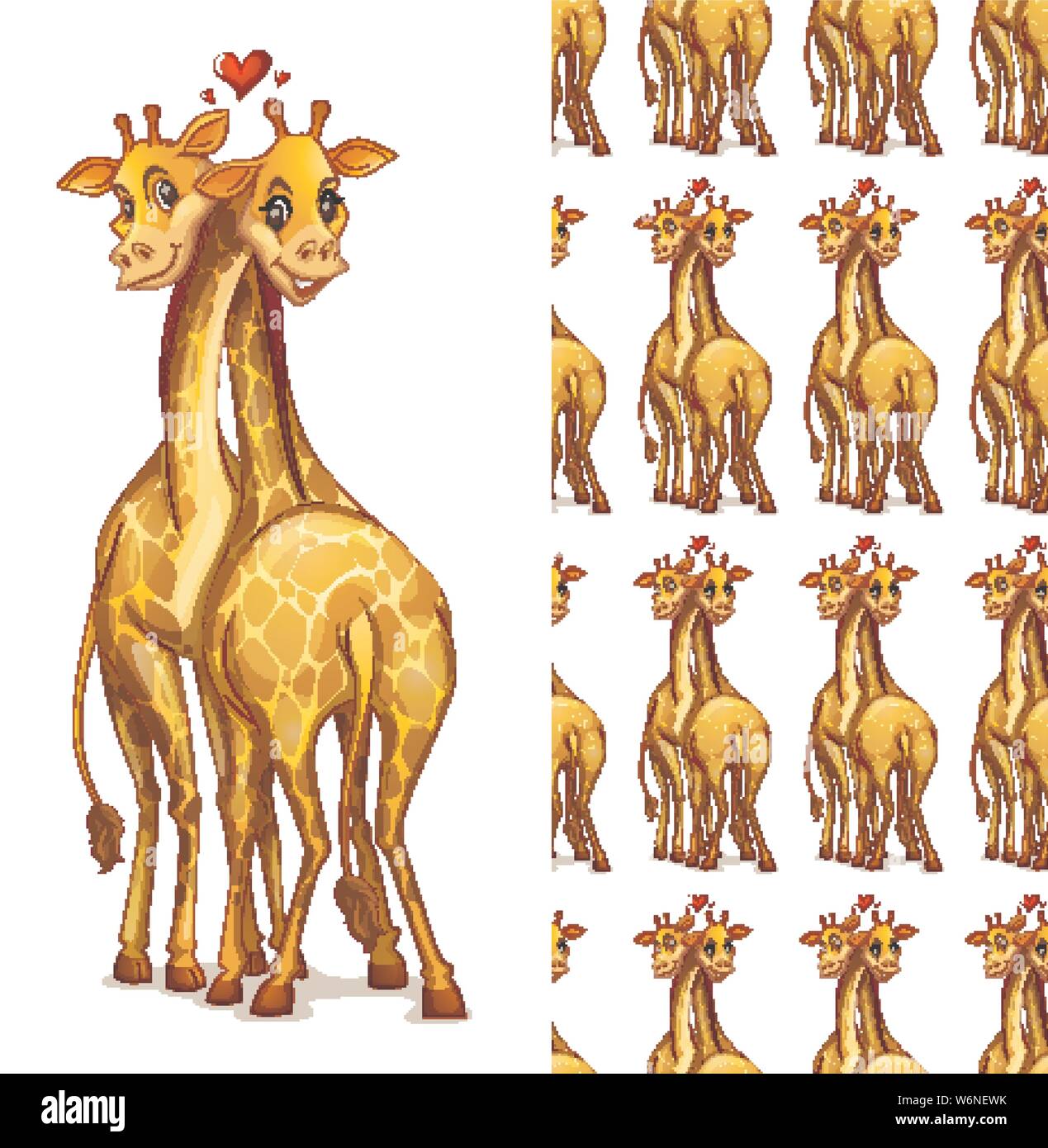 Seamless and isolated animal pattern cartoon illustration Stock Vector ...