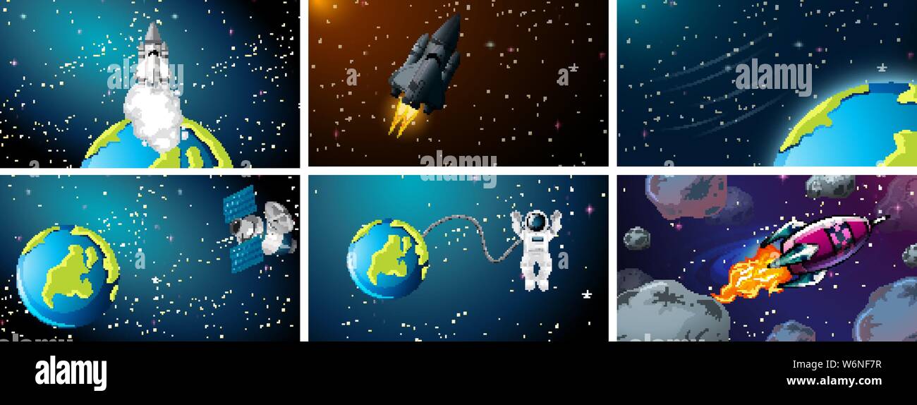 Big space background scene set illustration Stock Vector Image & Art ...